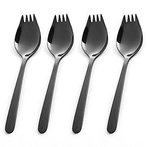 GENLGE Sporks Stainless Steel 4 Pack, 5.9 inch Reusable Metal Spork, Ice Cream Spoons Salad Forks Flatware Set, Fruit Appetizer Dessert Forks