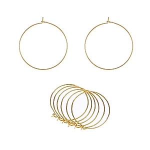 20pcs Adabele Hypoallergenic Tarnish Resistant 50mm Gold Round Hoop Connector (Wire 0.7mm/21 Gauge/0.028 inch) for Earrings Pendant Wine Glass Charm Jewelry Making BF3-5