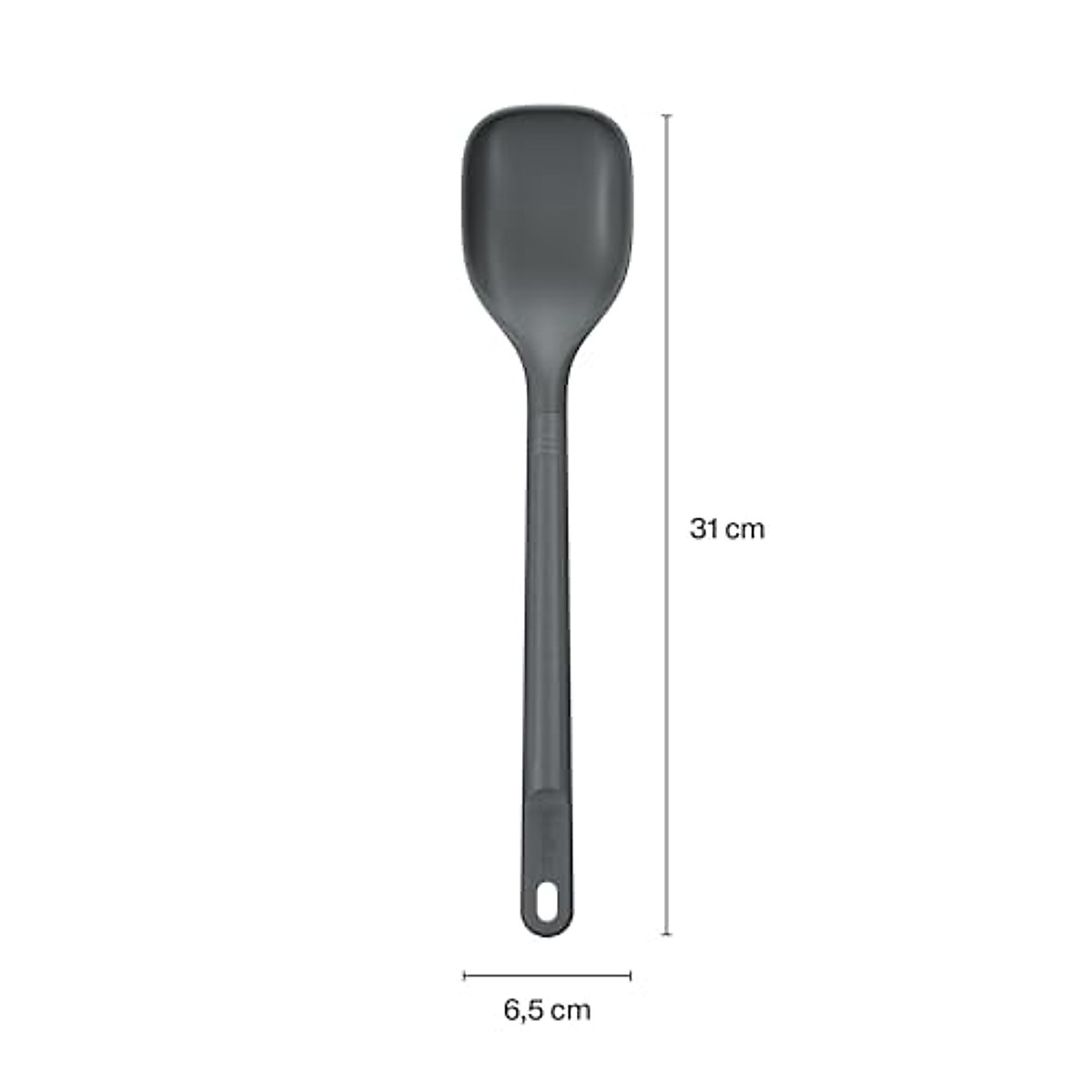 Zyliss E980228 Medium Cooking Spoon, Sustainable Wheatstraw/Nylon, Non Stick, Heat Resistant Silicone Head, Kitchen Utensil, Beluga Grey, 12.1" x 2.5", Dishwasher Safe, 5 Year Guarantee