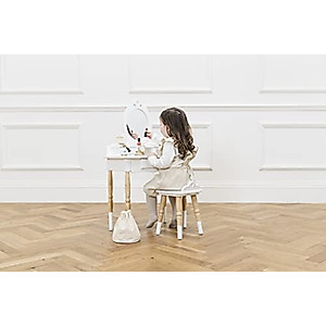 Le Toy Van - Wooden Vanity Table with Vanity Mirror and Vanity Chair - Bedroom Furniture - Victorian Style Oval Dressing Table Mirror - Desk with Drawers and Vanity Stool - Kids Aged 3 Years +