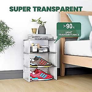 WALL QMER Clear Shoe Boxes, For AJ Shoes, 12 Pack, Stackable, Crystal Clear Shoe Storage, Easy to Assemble, Sturdy, Versatile Shoe Organizer