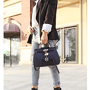 MKF Crossbody Satchel Bags for Women - PU Leather Pocketbook Handbag - Shoulder Strap, Lady Top Handles Purse Blush