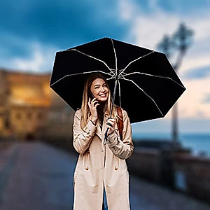 SIEPASA Automatic Travel Compact Umbrella-Small Folding Compact Travel Umbrellas for Rain, Lightweight Small Portable Umbrella, Small Sun & Rain Windproof Umbrella, Gifts for Girls Women Tennagers.(Black)