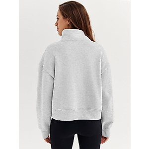 Trendy Queen Womens Half Zip Cropped Pullover Crewneck Sweatshirts Quarter Zipper Hoodies Long Sleeve Clothes Sweaters Fall Outfits 2023 Grey