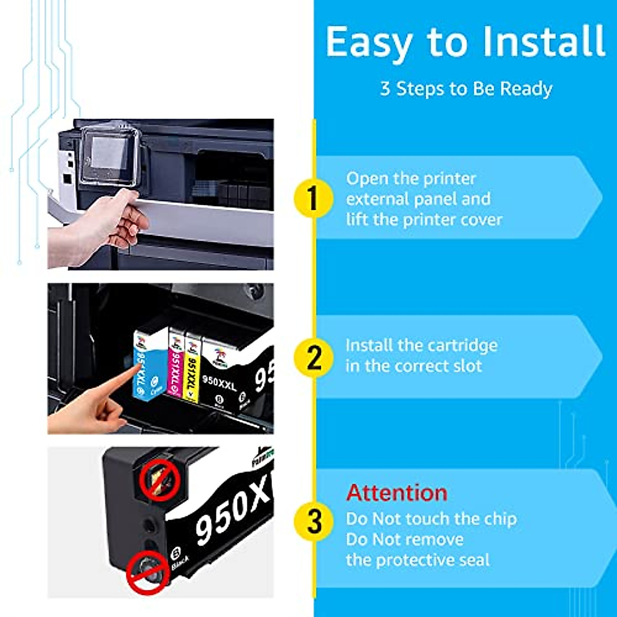 Palmtree Remanufactured Ink Cartridge Replacement for HP 950XL 950 XL 951XL 951 XL for OfficeJet Pro 8610 8600 8620 8625 8630 8100 8615 8640 8660 251dw 276dw Printer Ink Cartridge (4 Combo Pack)