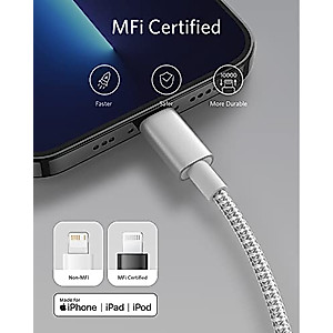 Anker Nylon USB C to Lightning Cable [10ft MFi Certified] for iPhone 13 13 Pro 12 Pro Max 12 11 X XS XR 8 Plus, AirPods Pro, Supports Power Delivery (Silver)