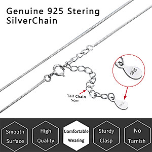 925 Sterling Silver Necklace for Women sterling silver chain with Single Pearl Pendant Necklace Snake Chains Design for Fashionable women High-end Gifts- Silver pearl necklace