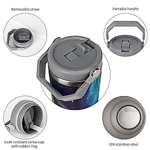 BWQJKUO Large Capacity Car Cup 30 Oz Stainless Steel Universe Galaxy Outer Space Printed Travel Mug Leak-proof Flip Straw Tumbler with Handle,keeps Cold Or Ho