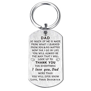 CPLJW Gifts for Dad from Son Daughter - I Love You Dad - Thank You Dad - Daddy Birthday Anniversary Keychain Gifts