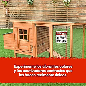 Bigtime Signs Tiny Raptors Chicken Decor 12" x12''- Christmas Chicken Yard Decorations Chicken Toys | Chicken Coop Accessories for Chicken Feeder-Chicken Gifts for Chicken Lovers | PVC, 12x12''