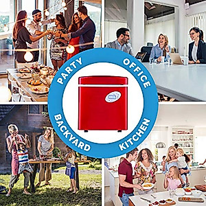 NewAir Portable Ice Maker 50 lb. Daily | Red | 3 Size Bullet Shaped Ice | First Batch Under 10 Minutes | Self Cleaning Quiet Operation Countertop Ice Machine | AI-215R