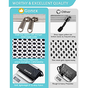 Gonex Compression Packing Cubes Mesh Organizers L+M+S+XS+Slim+Laundry Bag Blue