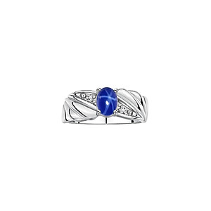 Rylos Rings for Women Sterling Silver Angel Wing Ring 7X5MM Gemstone & Diamonds September Blue Star Sapphire Jewelry for Women Size 8