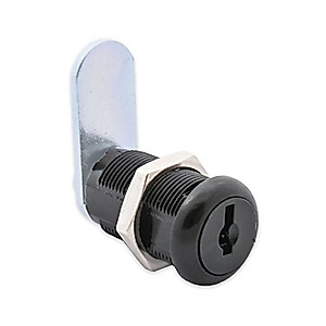 FJM Security 8900A-BLK-KA Disc Tumbler Cam Lock with 1-1/8" Cylinder and Black Finish, Keyed Alike