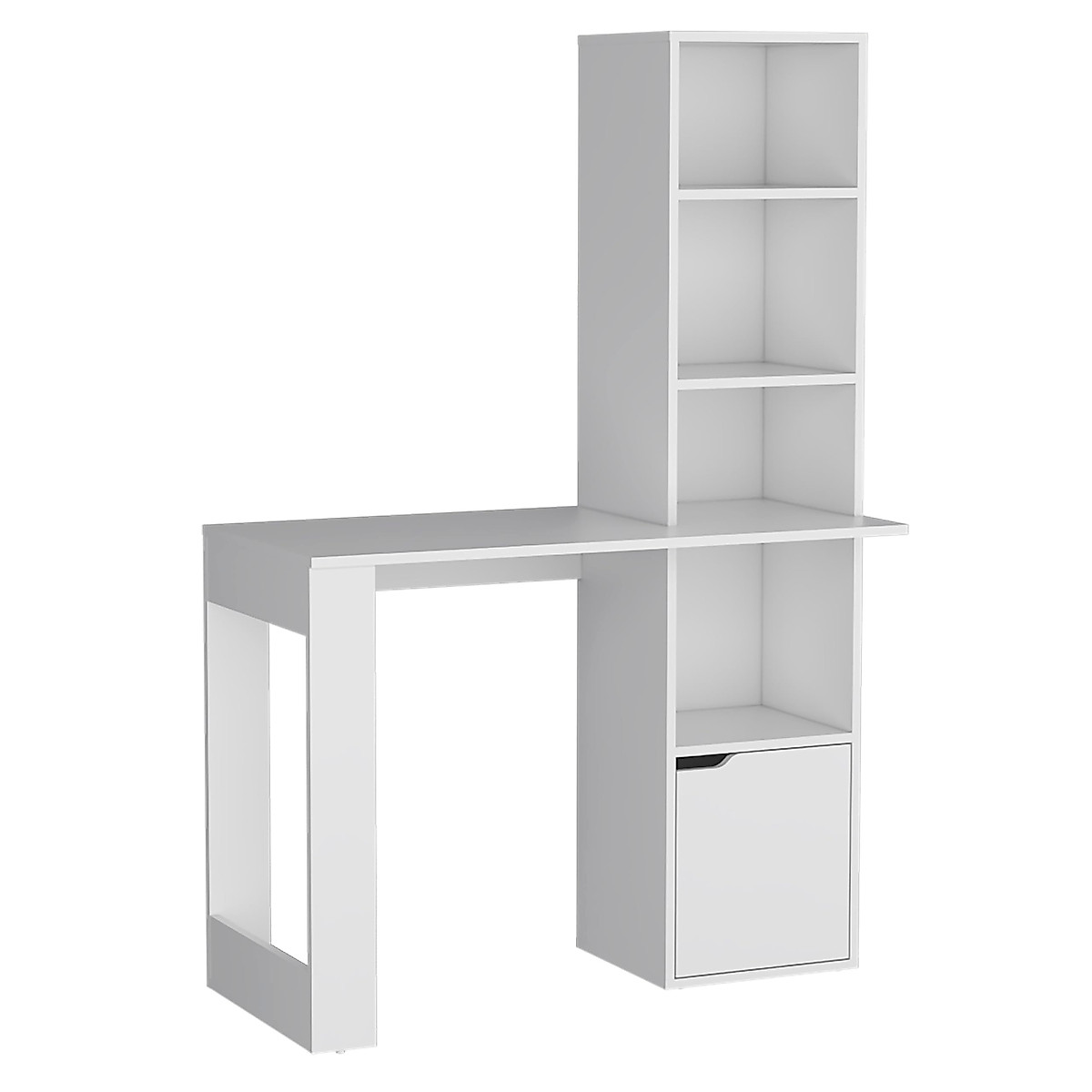 Depot E-Shop Ripley Writing personal Desk with Bookcase and Cabinet, White