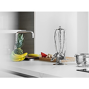 BergHOFF Essentials 18/10 Stainless Steel 7Pc Cooking Utensil Set, Convenient Storage Rack, Hanging Loop, Indoor Outdoor Use, Hollow Handle