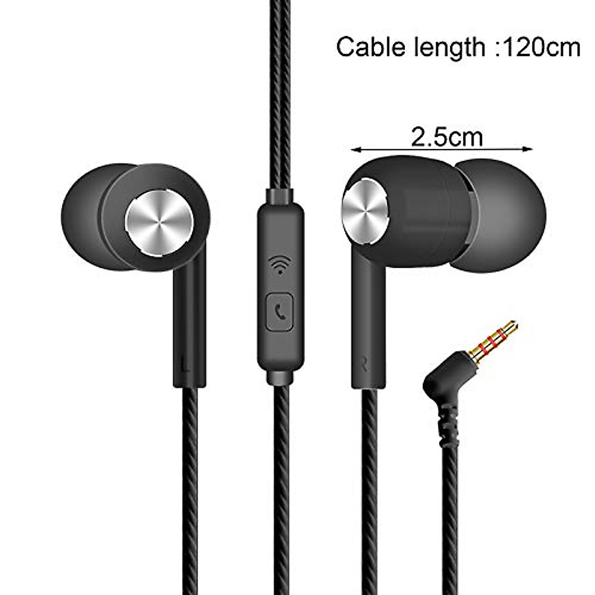 Heave Wired Headphones with 3.5mm Jack Microphone Powerful Bass in-Ear Headphones Noise Islating Earbuds for for Music,Gaming,Sports White