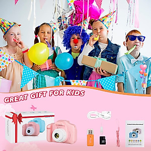 Kids Camera, Camera for Kids Boys Girls, Kids Digital Camera Toys for 6 7 8 9 Year Old Girls, HD Digital Video Cameras for Toddler, Christmas Birthday Gifts for Boys with 32GB SD Card-Pink