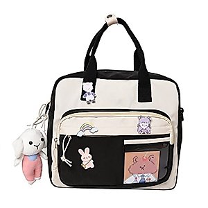 Eaarliyam Backpack with Pin and Accessories Girl Backpack Cute Shoulder Tote Bag Laptop Schoolbag for Students Backpack, Cute Backpack Black
