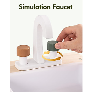 ROBUD Play Kitchen, Kids Kitchen Playset with Pretend Ice Cube Dispenser for Kids Aged 3+, Wooden Toy Kitchen of Birthday Gift to Kids, Vintage Green