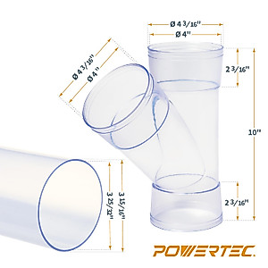 POWERTEC 70306 4 Inch Dust Collection Fittings Network with Dust Hose Splice, Blast Gates, Pipes, 90-Degree Elbow Connector, Y-fittings, Mounting Brackets