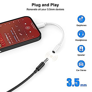 2 Pack [Apple MFi Certified] Lightning to 3.5 mm Headphone Jack Adapter, iPhone 3.5mm Headphones Earphones Jack Aux Audio Adapter Dongle for iPhone 14 13 12 11 Pro Max XS XR X 8 7 iPad, Support iOS 16