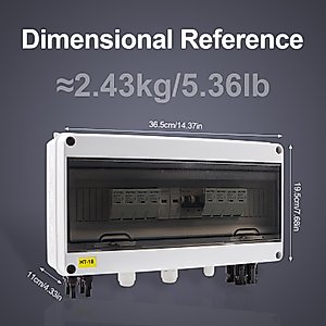 OELFFOW DC1000V 32A PV Combiner Box with 15A Rated Current Fuse, 63A Circuit Breaker, 20kA Surge Protective Device for Solar Panel System, IP65 Waterproof 4 String Grey Junction Box 4 in 1 Out