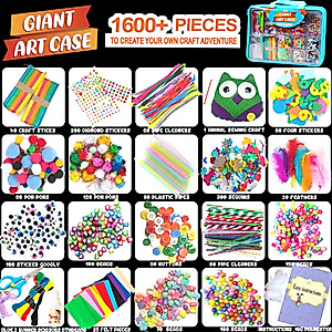 Arts and Crafts Supplies for Kids - 1600+Pcs Craft Kits for Kids - DIY School Craft Project for Kids Age 4 5 6 7 8-12 Gifts for Girls and Boys Crafts for Girls Ages 8-12 Arts Activities