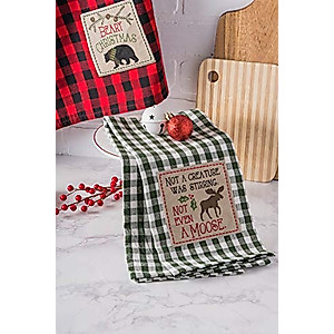 DII Holiday Kitchen Collection Embroidered Dishtowel Set, 18x28, Cabin Christmas, 3 Piece