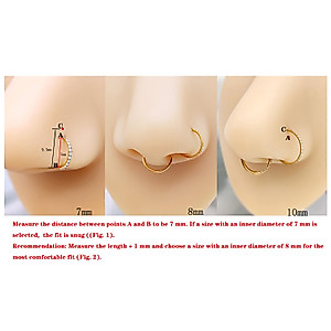 MeiziQL Nose Ring Hoops Gold Surgical Steel Double Hoop Nose Rings 18G Septum rings Cartilage Earrings Conch Helix Rook Hoop Daith Tragus Single Piercing Jewelry for Women Men(18G Gold 8mm)