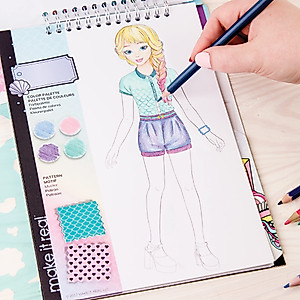 Make It Real Fashion Design Sketchbook for Girls - Pastel Pop Kit with 105 Stickers, Stencils, Design Guide - Pastel & Rainbow-Themed Fashion, Creative Gift Kids Ages 6+, Develops Real-World Skills