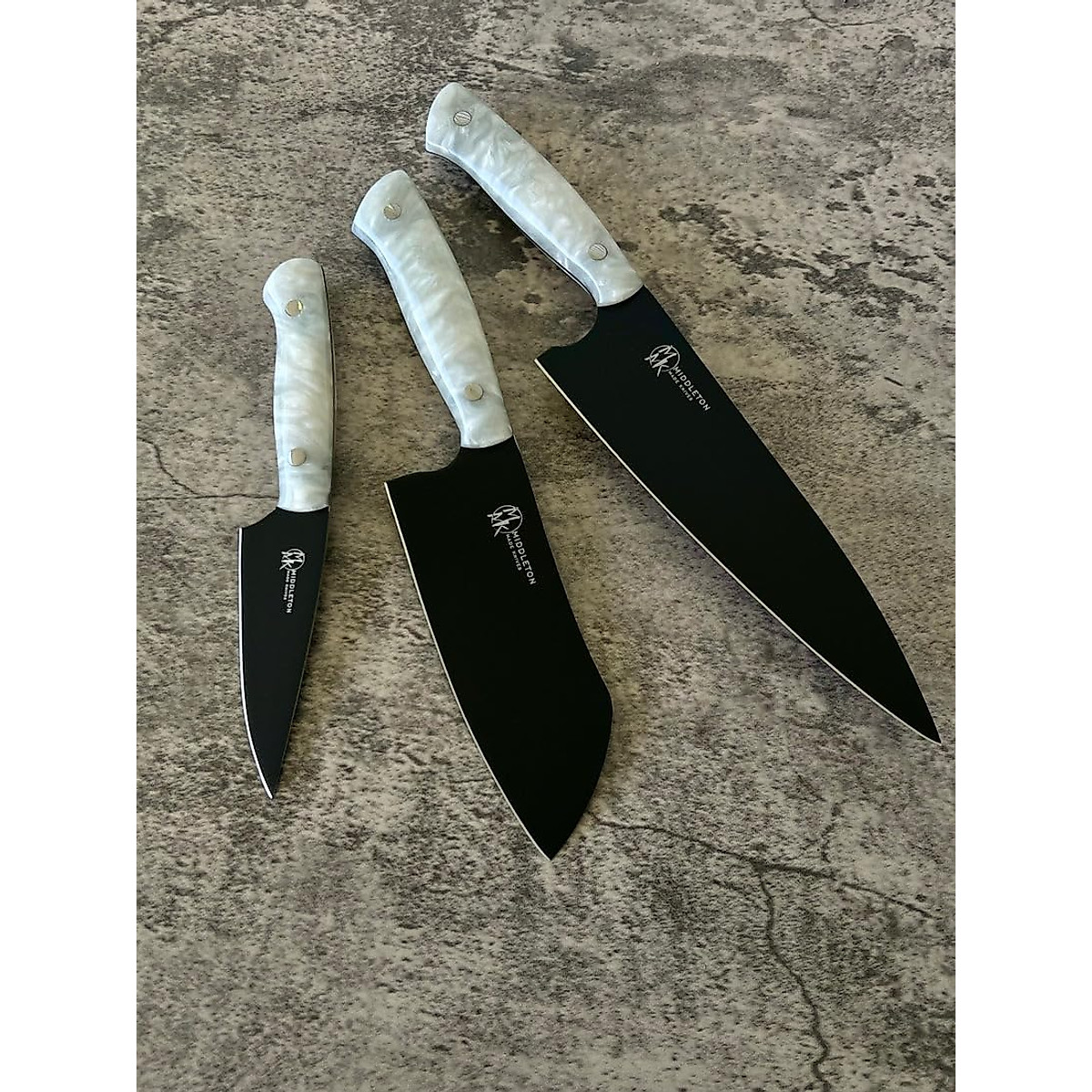 Middleton Made Knives Echo 8 Inch Chef Knife - Handmade Professional Chef Knife - Chefs Knife Made with AEB-L Stainless Steel - USA Made Knife - Great Chef Gifts - Blue