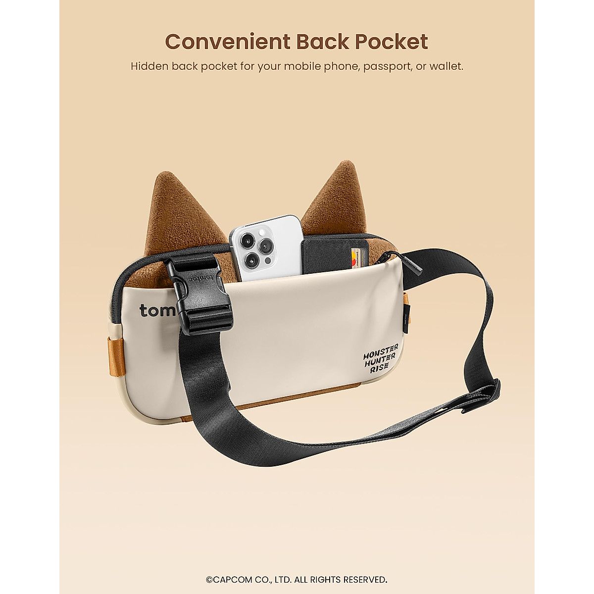 tomtoc Palico EDC Sling Bag for Men and Women, Monster Hunter Travel Daypack Backpack Crossbody Bag