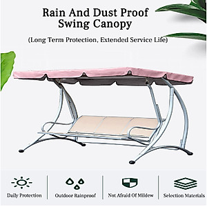 2-3 Seater Swing Canopy Replacement, Dustproof Waterproof Garden Swing Seat Canopy, Rainproof Sun Protection Swing Seat Canopy Replacement for Outdoor Garden Porch Swing (Sky Blue 142 * 120 * 18cm)