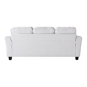 Lepfun Chesterfield, 86.6” Flare Sofa, Tufted 3 Seater Furniture, Velvet Couch with Scroll Arms and Nailhead for Living Room, Bedroom, Office, Apartment (Beige)