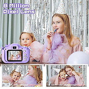 OUTUVAS Kids HD Digital Video Cameras for Toddler, Christmas Birthday Gifts for Boys and Girls Age 3+, 1080P HD Anti-Drop Camera, with 32GB SD Card. (Purple)