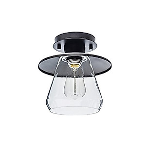 Globe Electric 64846 1-Light Semi-Flush Mount Ceiling Light, Oil Rubbed Bronze, Clear Glass Shade, Ceiling Light Fixture, Light Fixtures Ceiling Mount, Bedroom Lights for Ceiling, Dining Light Fixture