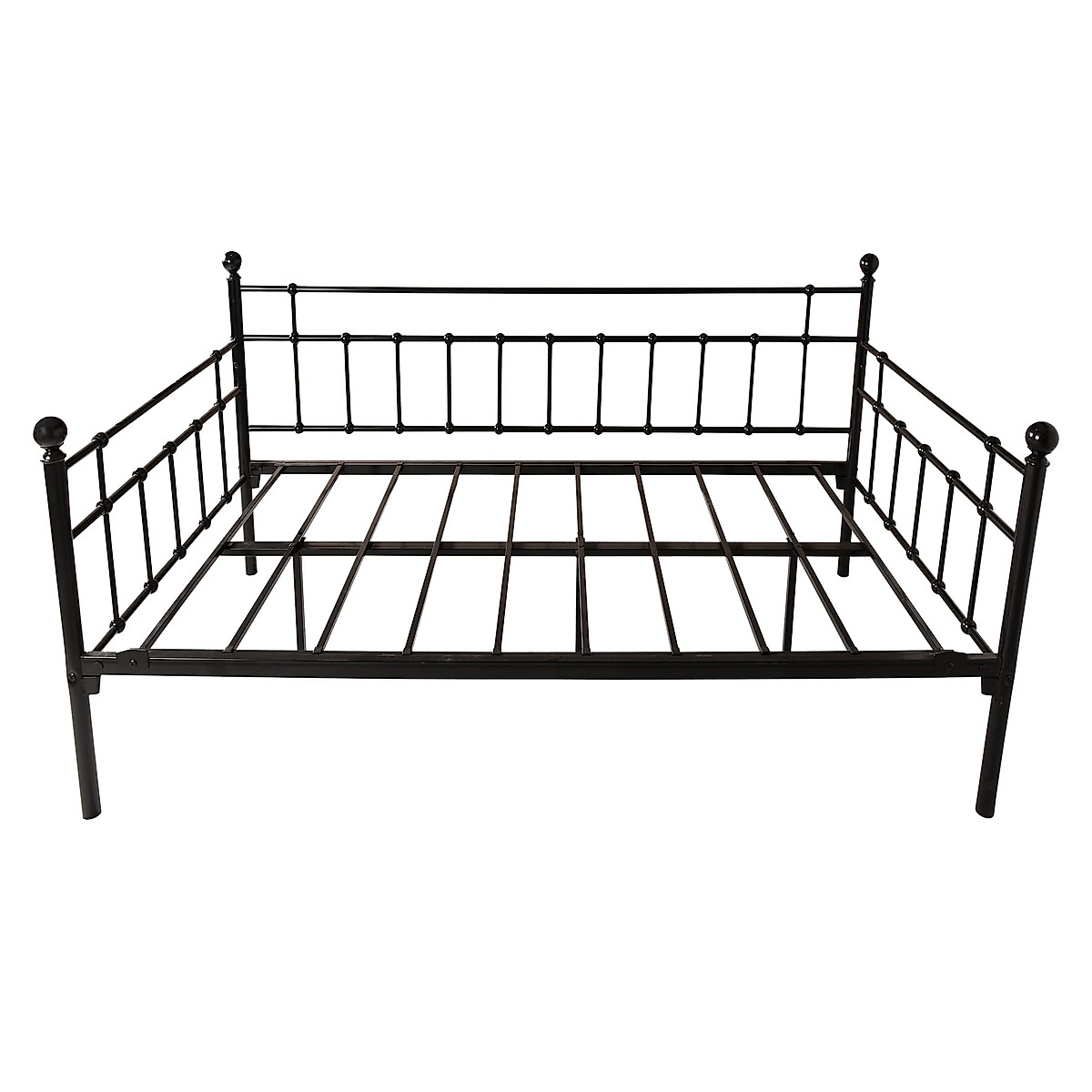 Lierpit Twin Size Victorian Style Daybed Frame with Headboard, Multifunctional Metal Platform Bed Sofa for Guest Living Room (Black)