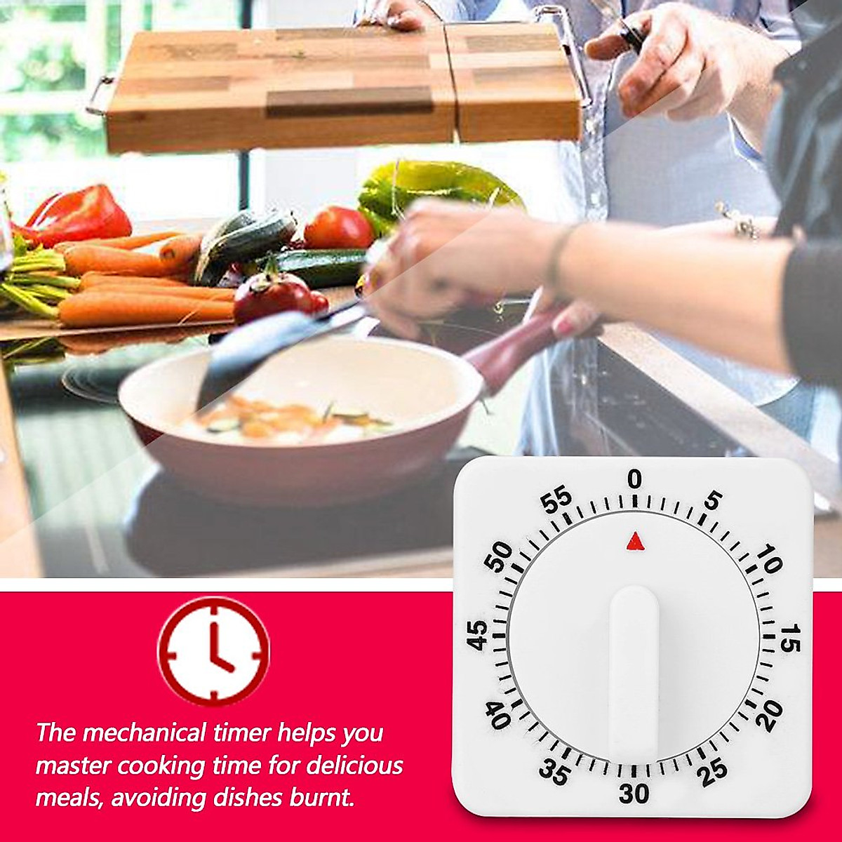 Portable 60 Minutes Count Down Mechanical Timer Baking Kitchen Cooking Tool Food Preparation Home Kitchen Helper