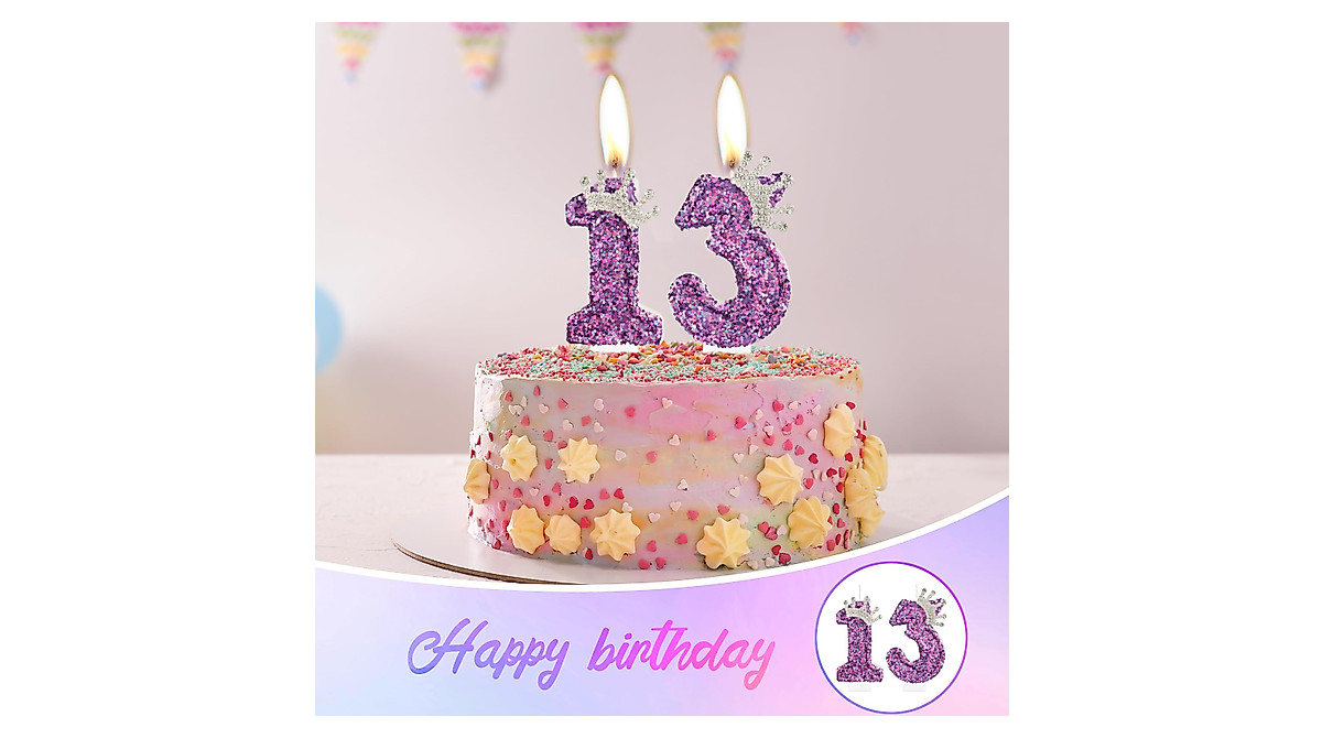 Purple Crown 10th Birthday Candle for Girls' Cakes