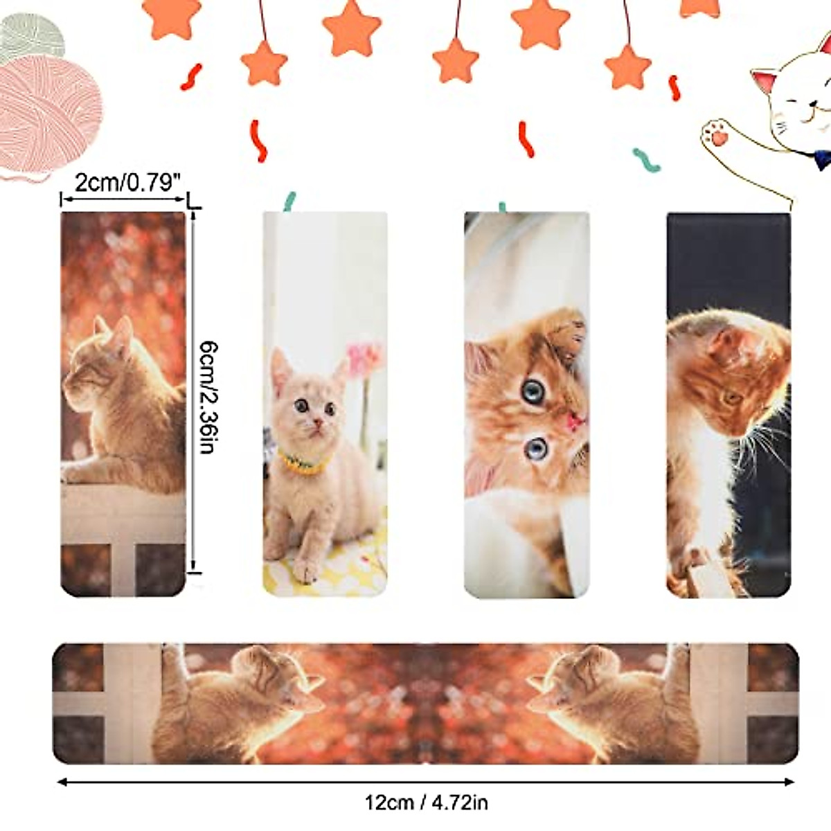 MWOOT 30Pcs Magnetic Bookmarks, Cute Cats Magnet Page Markers Kit, Lovely Pets Creative Magnetic Page Clips Bookmark for Kids Students School Office Book Lovers Reading Supplies(30 Styles, 6x2CM)