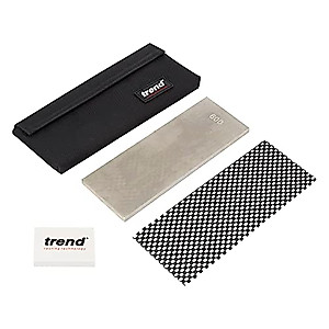 Trend 8-Inch Diamond Sharpening & Flattening Stone, Double Sided (180/600 Grit) Bench Stone with Pouch, Cleaning Block & Non-Slip Mat, DWS/CP8/FX