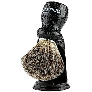 Badger Shaving Brush Holder Set,Wooden Handle Shave Brush,Contracted Design Resin Shaving Stand,2pcs Traditional Shaving Kit for Men by Anbbas