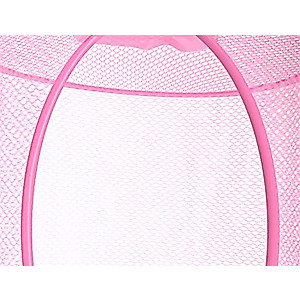 2Pcs Stuffed Animal Storage Foldable Stuffed Animal Net or Hammock Organizer, 4 Compartments Hanging Mesh Toy Storage Hammock for Kid Room Toys, Gloves, Hats, Socks（Pink）