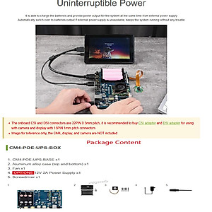 Mini-Computer PoE UPS Uninterruptible Power Supply Base Board Designed for Raspberry Pi Compute Module 4 with Gigabit Ethernet Dual HDMI Quad USB2.0 @XYGStudy (CM4-POE-UPS-BOX)