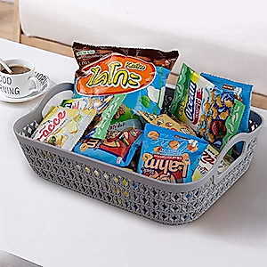 Kekow Small Plastic Storage Basket Tray with Handle, 6-Pack, Gray