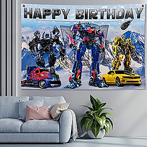 Cartoon Happy Birthday Party Backdrop, Kids Party Supplies Banner Photo Background for Boys Birthday Decoration 5 x 3FT