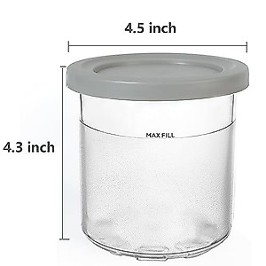 WHSSFINE Replacement Ice Creanm Pint Containers and Lids for Ninja Creami 16oz Cup Compatible with NC300 NC301 NC299AMZ Series Ice Cream Maker Leakproof Reusable Dishwasher Safe Set of 4