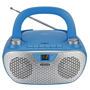 JENSEN CD-485-BL CD-485 1-Watt Portable Stereo CD Player with AM/FM Radio, Corded Electric (Blue)
