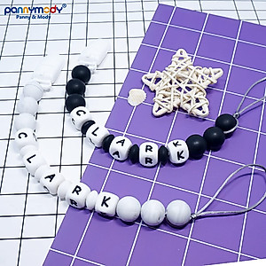 Pack of 2 Personalized Stroller Clip with Name(Black+Marble)